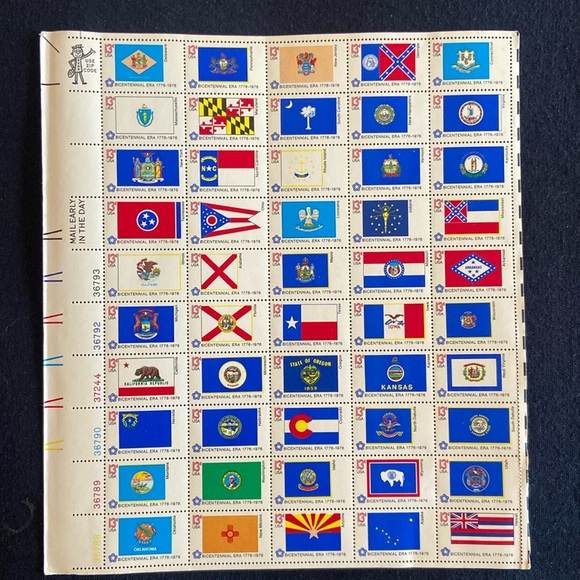 Office | 1976 Fifty State Flags Stamp Sheet Unused | Poshmark